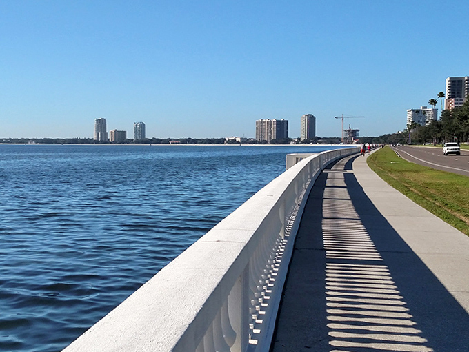 Morning light dances across Hillsborough Bay as Tampa's skyline stands sentinel in the distance &ndash; just another day on the world's longest sidewalk.