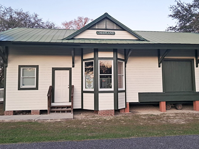 Chiefland's historic train station, with its classic "Shiefland" sign, offers a glimpse into the town's railroad heritage.