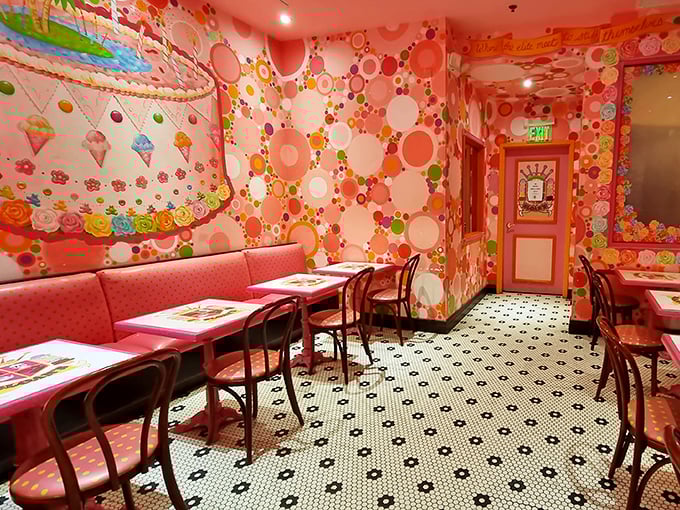 Step inside and enter a bubble-gum fantasy world where polka dots dance across walls and every corner screams "Instagram me!"