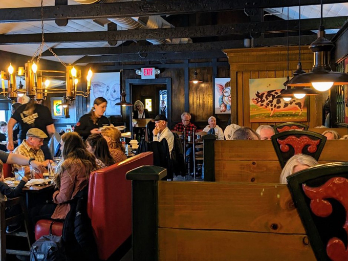 Inside Turk's, time slows down as patrons settle into red booths under warm lighting, creating that perfect "remember when" atmosphere.
