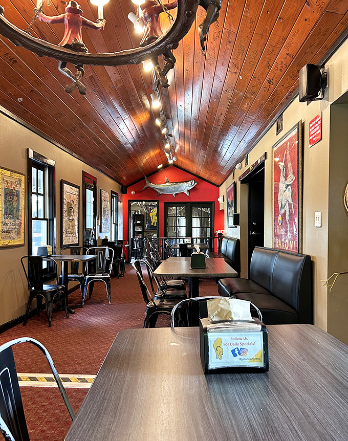 Step inside to a wonderland of wooden beams, eclectic decor, and the unmistakable aroma of slow-smoked meats that instantly makes your stomach rumble with anticipation.