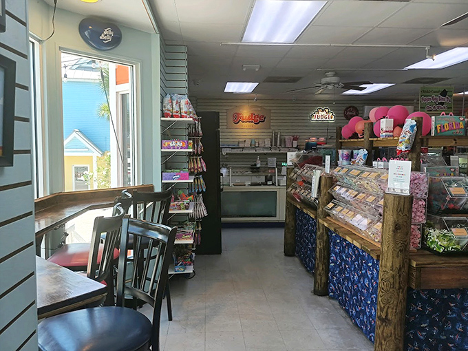 Inside, time slows down as visitors browse treasures in glass cases, each sweet promising a delicious trip down memory lane.