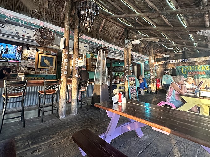 Step inside and feel the authentic Keys vibe &ndash; weathered wood, fishing memorabilia, and tables that have hosted countless stories and seafood feasts.