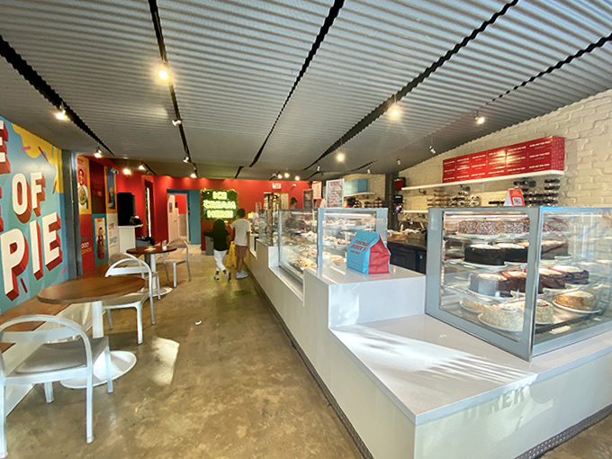 Industrial-chic meets dessert paradise inside Fireman Derek's, where corrugated metal ceilings and brick walls frame the real stars &ndash; the treats.