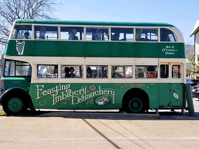 Dublin meets Destin in this magnificent green time capsule, where the passengers never need bathroom breaks and the party never ends.