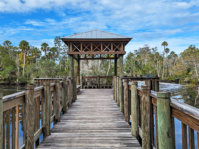 This charming covered gazebo offers a perfect riverside perch &ndash; Mother Nature's version of waterfront dining without the hefty check.