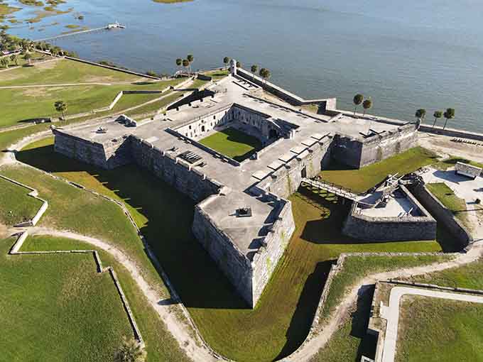 This fortress from above looks like a giant stone star guarding the bay with serious dedication.