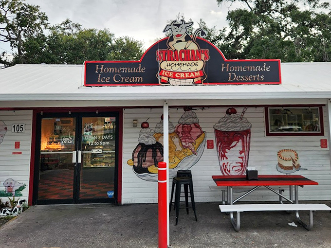 The charming cow mascot atop Strachan's sign has witnessed thousands of first licks and brain freezes.