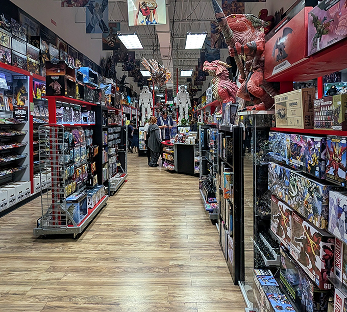 Walking these aisles feels like exploring a museum of modern mythology, where every shelf holds potential adventures waiting to be discovered.