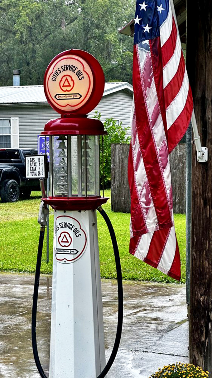 This Cities Service gas pump isn't just vintage decor &ndash; it's a red-topped reminder of road trips when service stations actually provided service.