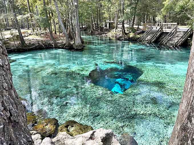 Peer into the depths where underwater caves invite exploration &ndash; like nature's own secret passageway system.