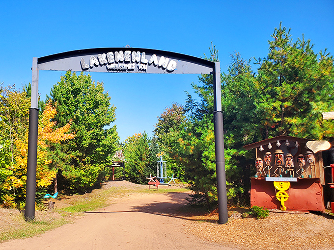 The main archway invites explorers into this unique outdoor gallery, where art and nature coexist in perfect harmony.
