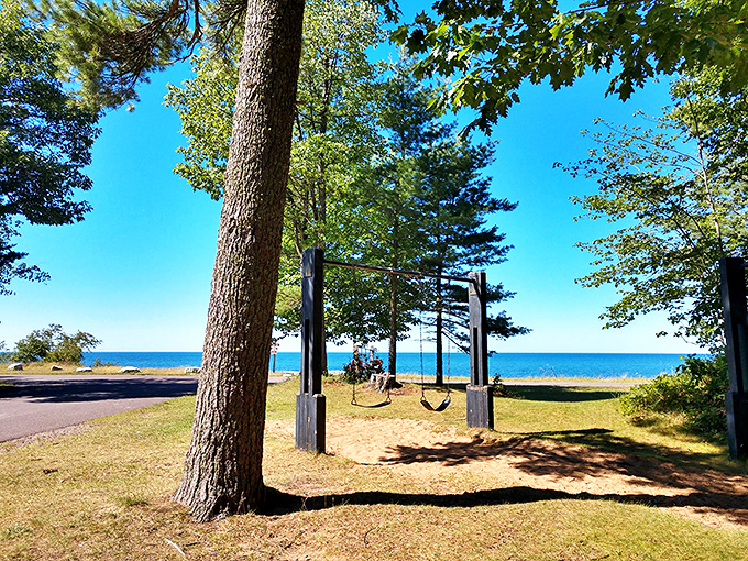 F.J. McLain State Park offers pristine shoreline views where Lake Superior's waves create nature's perfect soundtrack.