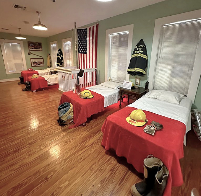 The meticulously recreated sleeping quarters show where heroes rested between alarms, ready to leap into action at a moment's notice.