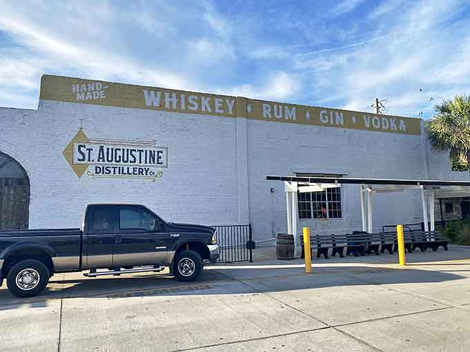 The St. Augustine Distillery's white brick exterior belies the spirited adventures waiting inside this craft liquor wonderland.