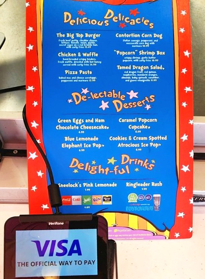 Not just food descriptions but promises of adventure &ndash; where else can you order a "Contortion Corn Dog" with a straight face?