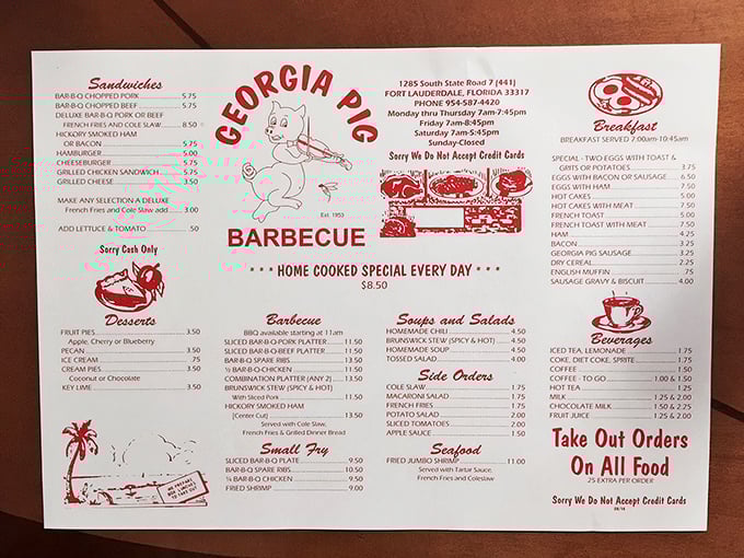 A menu that hasn't changed much over the decades &ndash; because when you've perfected barbecue, why mess with success?