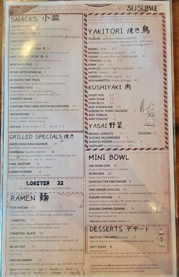 A treasure map of Japanese delights, from yakitori skewers to soul-warming ramen &ndash; each description a temptation in itself.