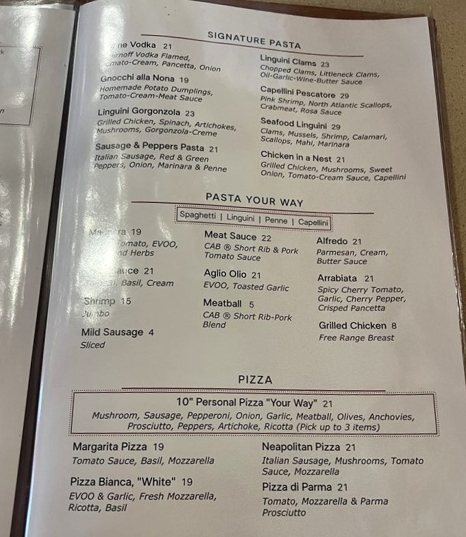 The menu reads like a love letter to Italian cuisine, with signature pasta dishes that have kept locals returning for decades.