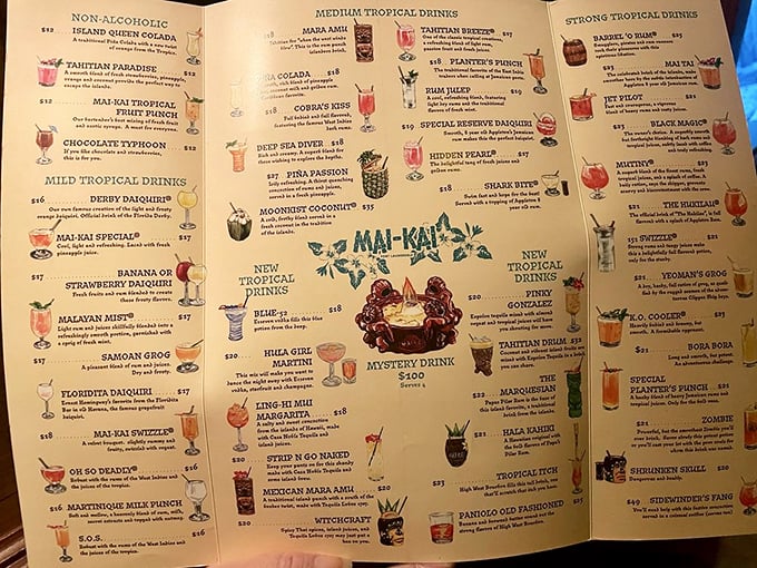 The drink menu reads like a tipsy explorer's journal &ndash; from mild "I have work tomorrow" options to potent concoctions that practically come with their own liability waiver.