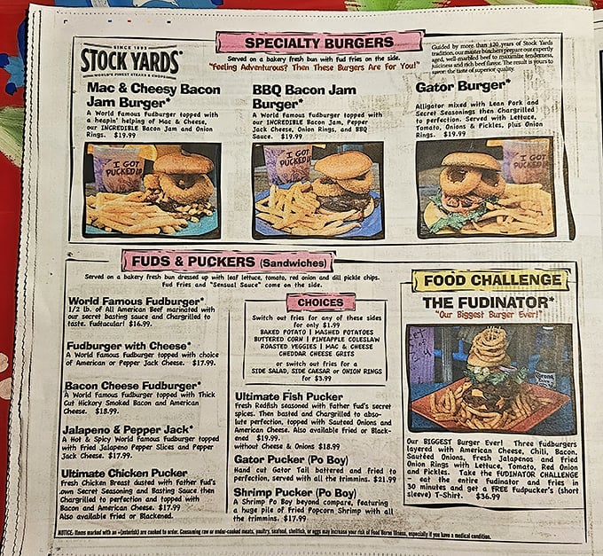 The menu that launched a thousand food comas. Those specialty burgers aren't just meals&mdash;they're bucket list experiences with buns!