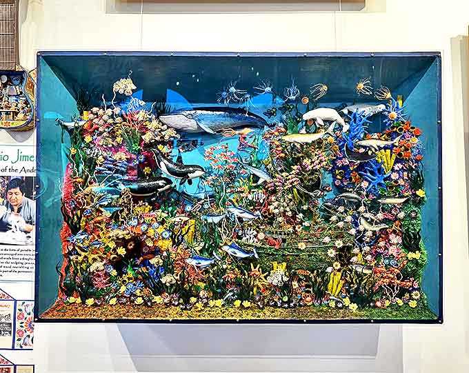 This underwater fantasy brings the ocean to life with such vibrant colors that real fish would get an inferiority complex—marine life attending an underwater Mardi Gras.