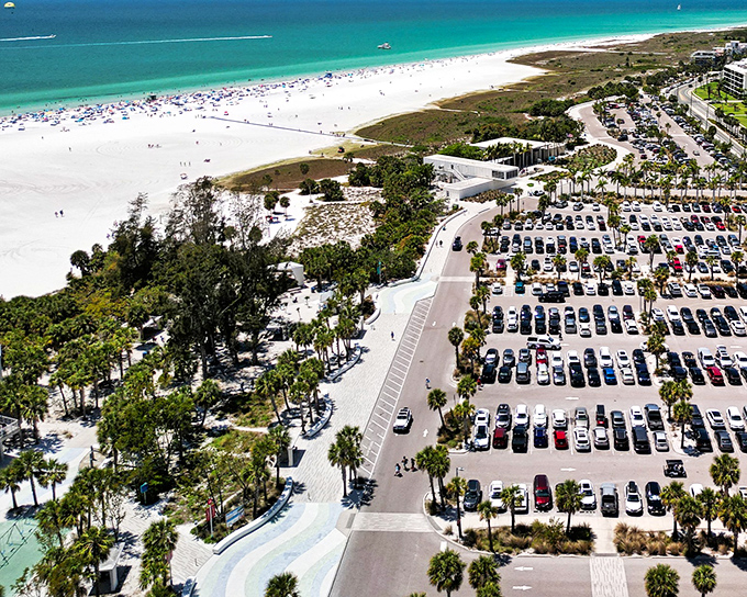 The crown jewel of Sarasota County, where quartz sand so white it practically glows creates nature's perfect beach day backdrop.