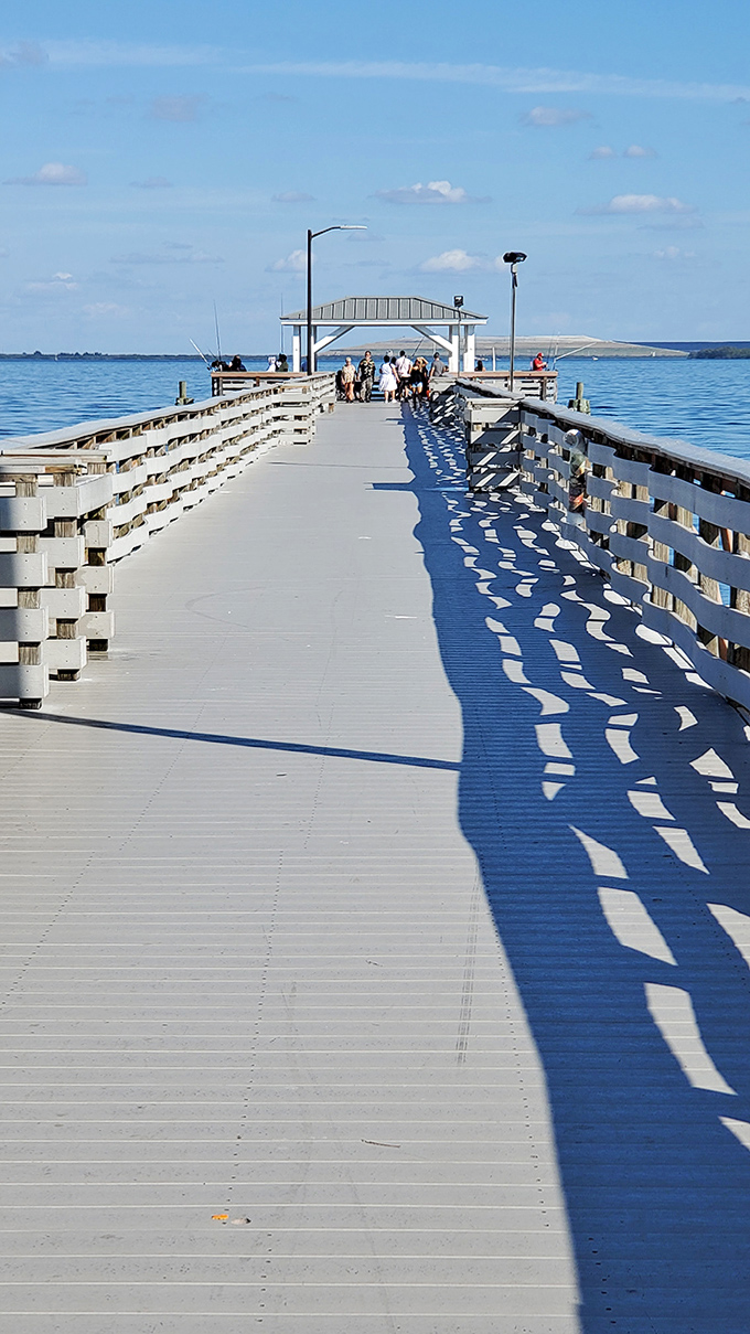 This fishing pier extends the Bayshore experience into the bay itself, where patience meets possibility under Florida's endless blue sky.