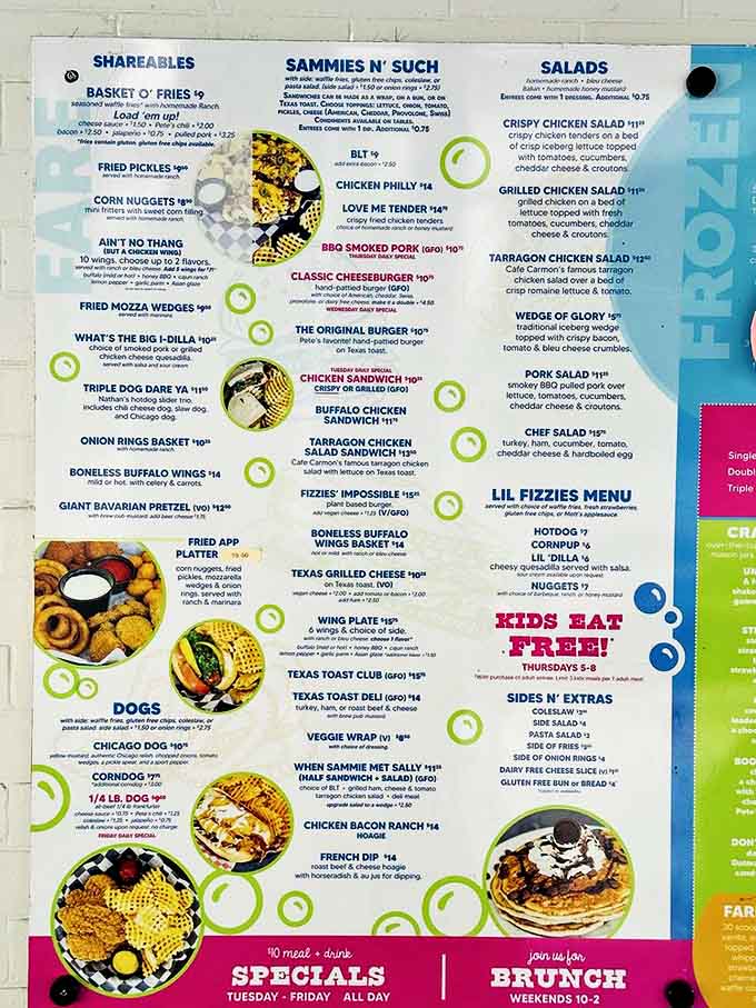 The menu reads like a comfort food love letter with playful names &ndash; "Ain't No Thang" and "Triple Dog Dare Ya" tempt hungry candy explorers.