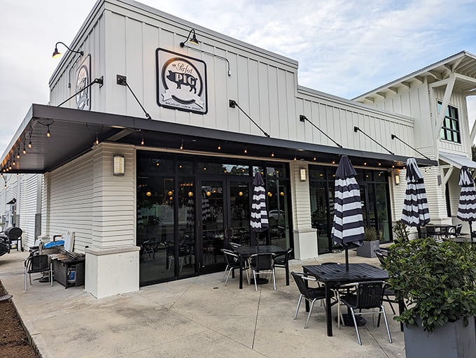 The Perfect Pig lives up to its name with a charming facade that promises culinary delights inside &ndash; "praise the lard" indeed!