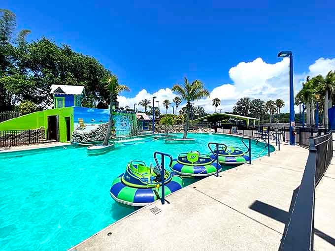 Splash zone alert! The bumper boats offer a refreshing way to deliberately crash into your loved ones without insurance complications.