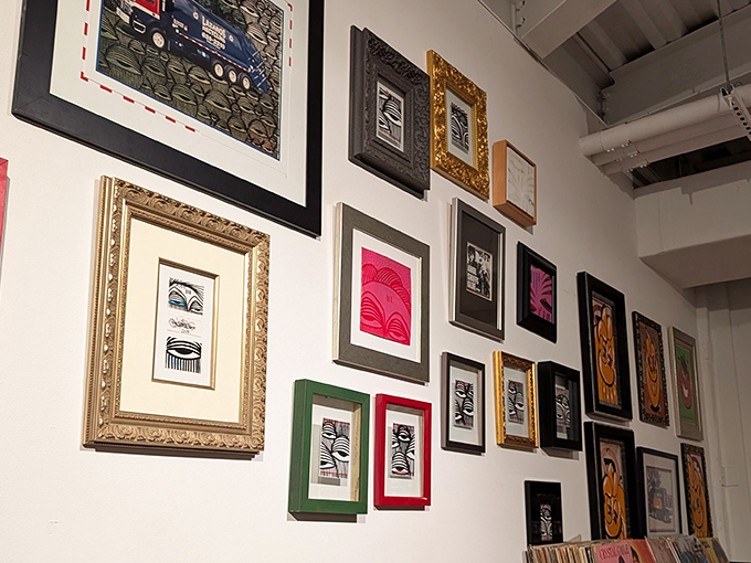 Not just decoration &ndash; a gallery of framed artwork transforms shopping into a museum experience where everything has a price tag.