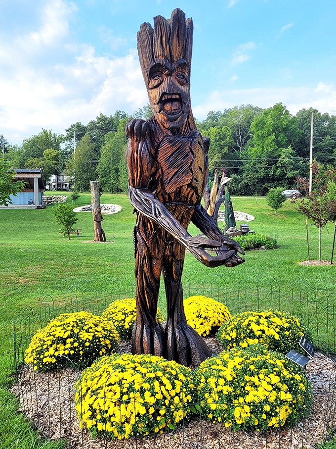 This expressive tree creature might just be Groot's Wisconsin cousin &ndash; complete with outstretched arms and a face full of woodland character.