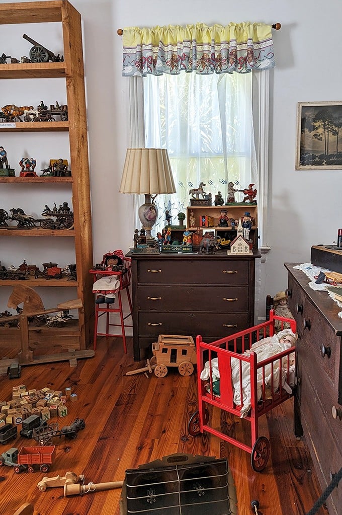 A childhood frozen in time &ndash; wooden toys, miniature furniture, and enough vintage playthings to make any modern kid temporarily forget their iPad exists.