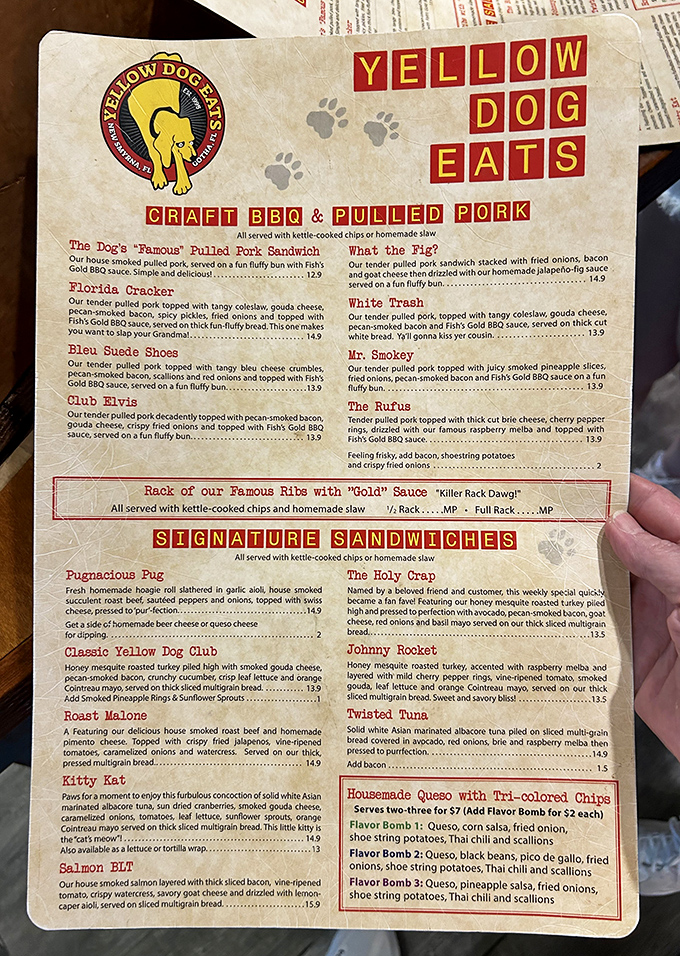 The menu reads like a love letter to pulled pork, with creative combinations that'll have you questioning how you've lived this long without trying a "Florida Cracker" sandwich.
