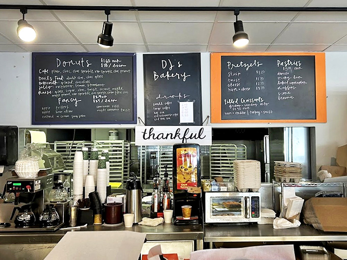 The chalkboard menu tells you everything you need to know &ndash; these folks are serious about doughnuts but not about pretension.