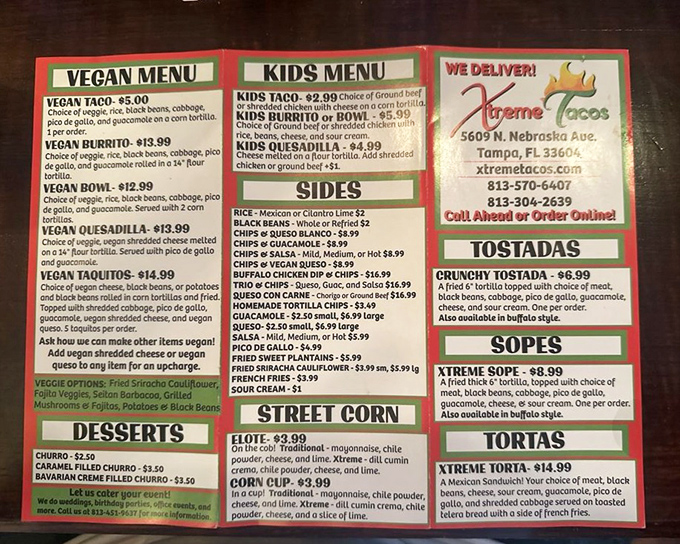 A colorful roadmap to flavor town, featuring everything from vegan options to loaded street corn, with sections dedicated to Mexican classics reimagined with extreme flair.