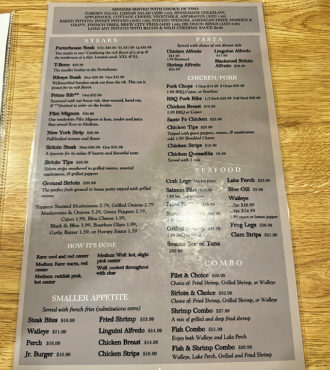 The menu at Bill's reads like a carnivore's dream journal, with steaks, seafood, and combinations that require serious decision-making skills.