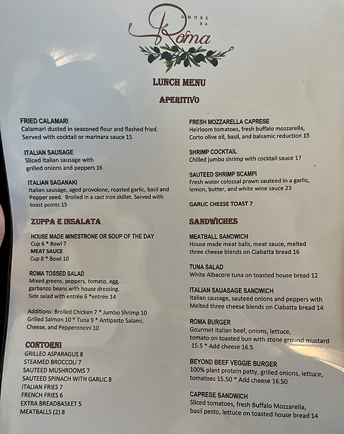 Menu: A culinary roadmap to Italy's greatest hits, this menu promises adventures for your taste buds without requiring a passport.