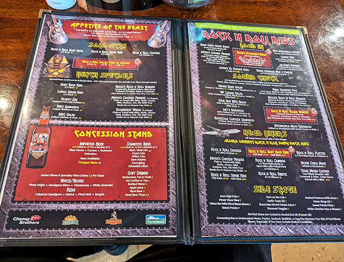 The menu reads like a greatest hits album of barbecue classics, each dish ready to take center stage on your taste buds.