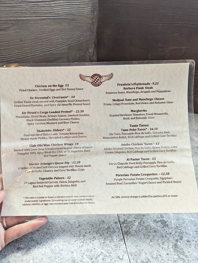 This isn't just a food list&mdash;it's a passport to global flavors, where "Air Pirate's Cargo" and "Doctor Astorga's Queso" promise tastebud adventures.