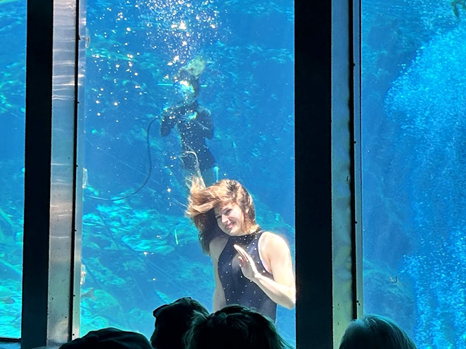 Behind that graceful smile lies incredible athleticism &ndash; performers must master breathing through hidden air hoses while maintaining perfect poise against the spring's constant current.