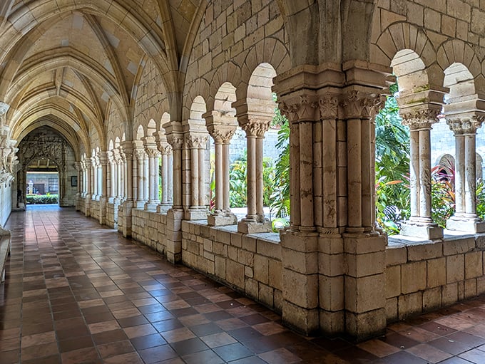 Sunlight dances through the cloisters, creating a natural light show that puts Miami's flashiest nightclubs to shame.