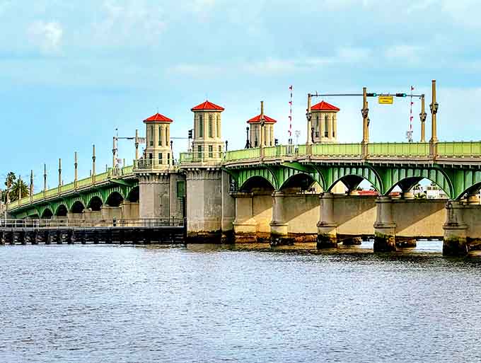 Those decorative towers and arches make every crossing feel like entering a fairytale kingdom with better parking.