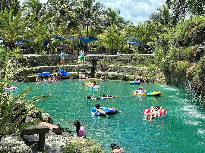 Summer joy in liquid form &ndash; colorful floats dot the emerald waters as visitors embrace their inner child in this natural playground.