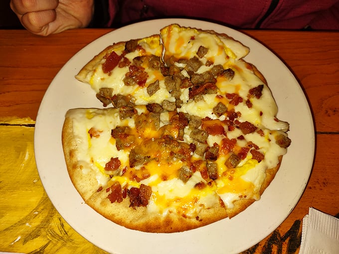 This breakfast pizza isn't just breaking the fast &ndash; it's breaking all the rules of what morning food should be. Cheese for breakfast? Poe-sitively inspired!