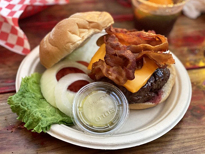 The burger that launched a thousand road trips. This juicy masterpiece with its perfect char and fresh toppings lives up to every bit of hype.