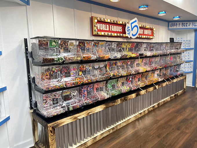 For just five bucks, this legendary buffet lets you play candy architect, designing your own sweet skyscraper.