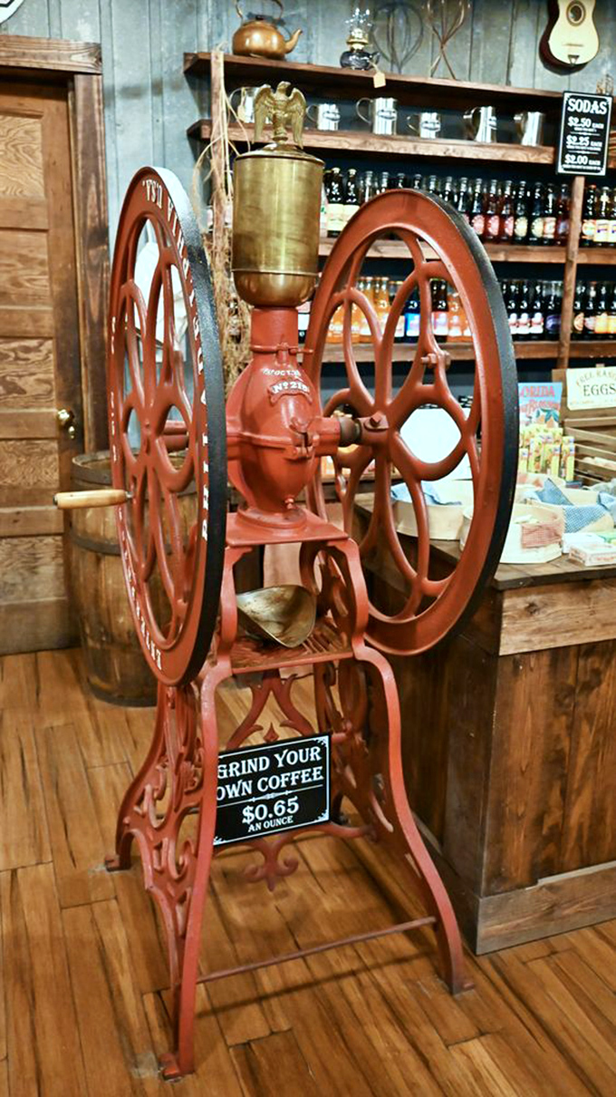 "Grind Your Own Coffee" isn't a hipster concept here but a continuation of tradition with this magnificent cast-iron wheel of aromatic possibility.