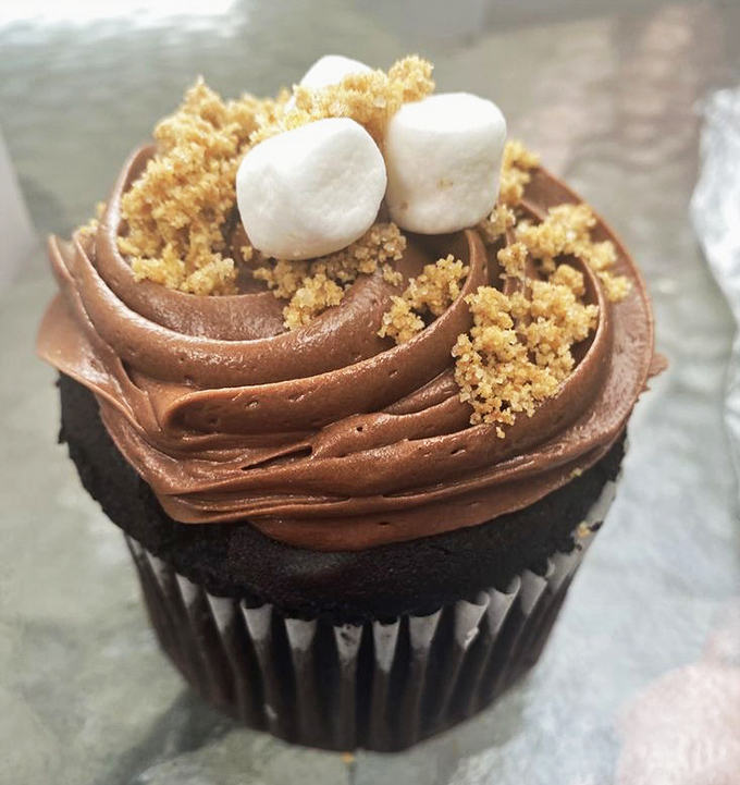 Chocolate Marshmallow Cupcake: A chocolate masterpiece topped with mini marshmallows &ndash; proof that s'mores can evolve without requiring fire permits or sticky fingers.